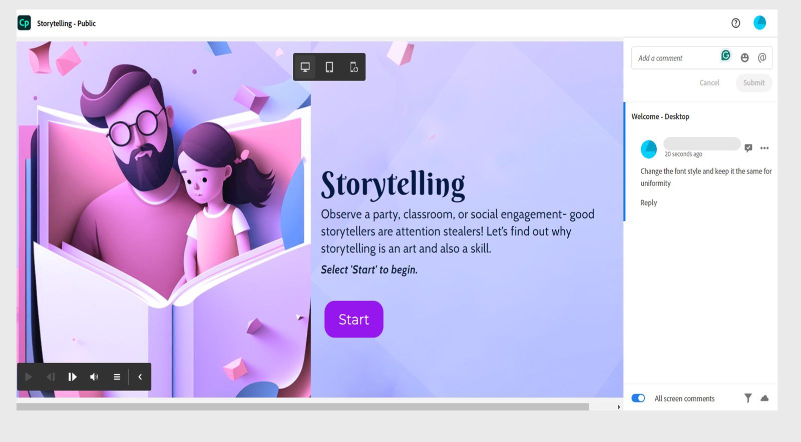 Share a Captivate project for review